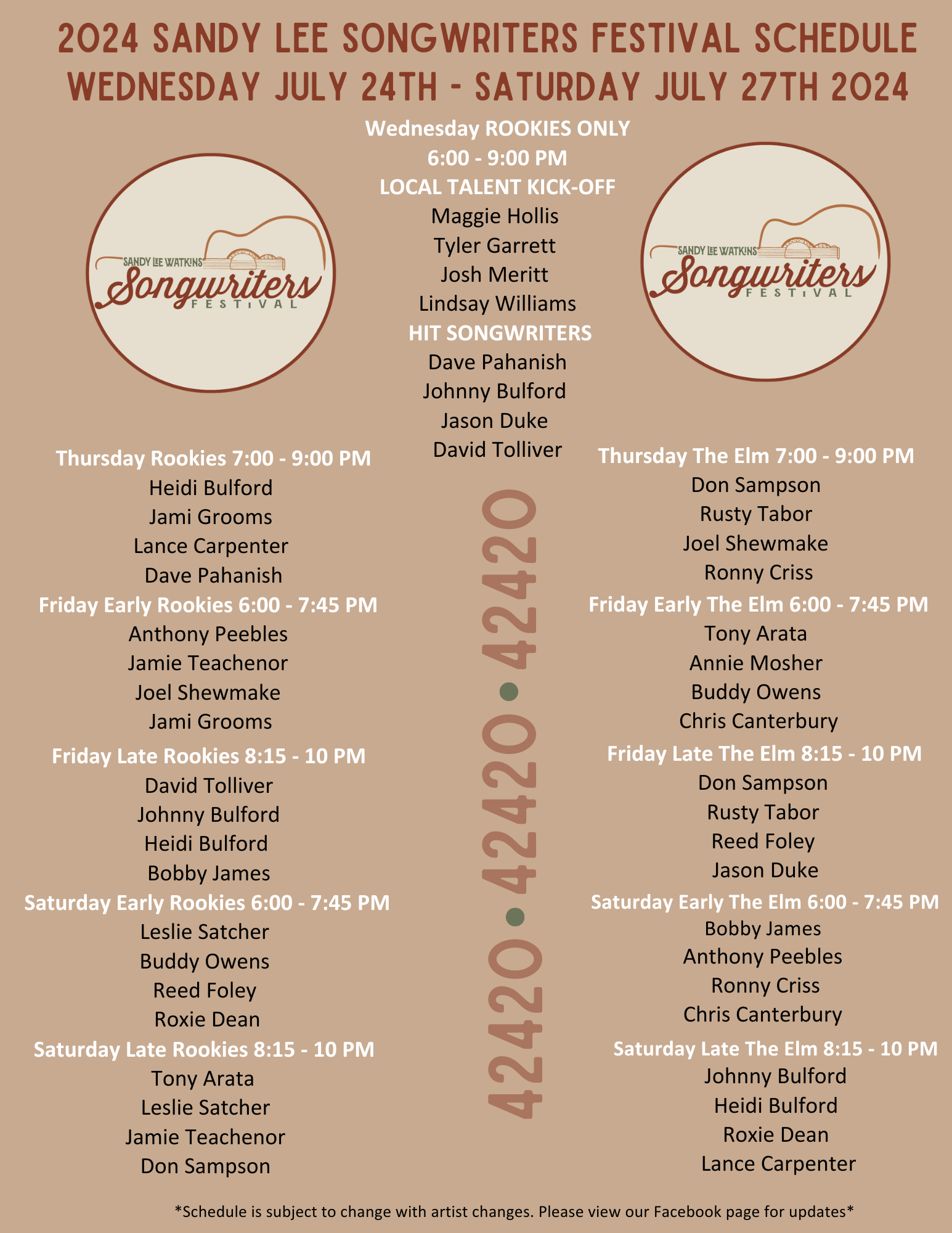 Buy 2024 Tickets Here! – Sandy Lee Watkins Songwriters Festival