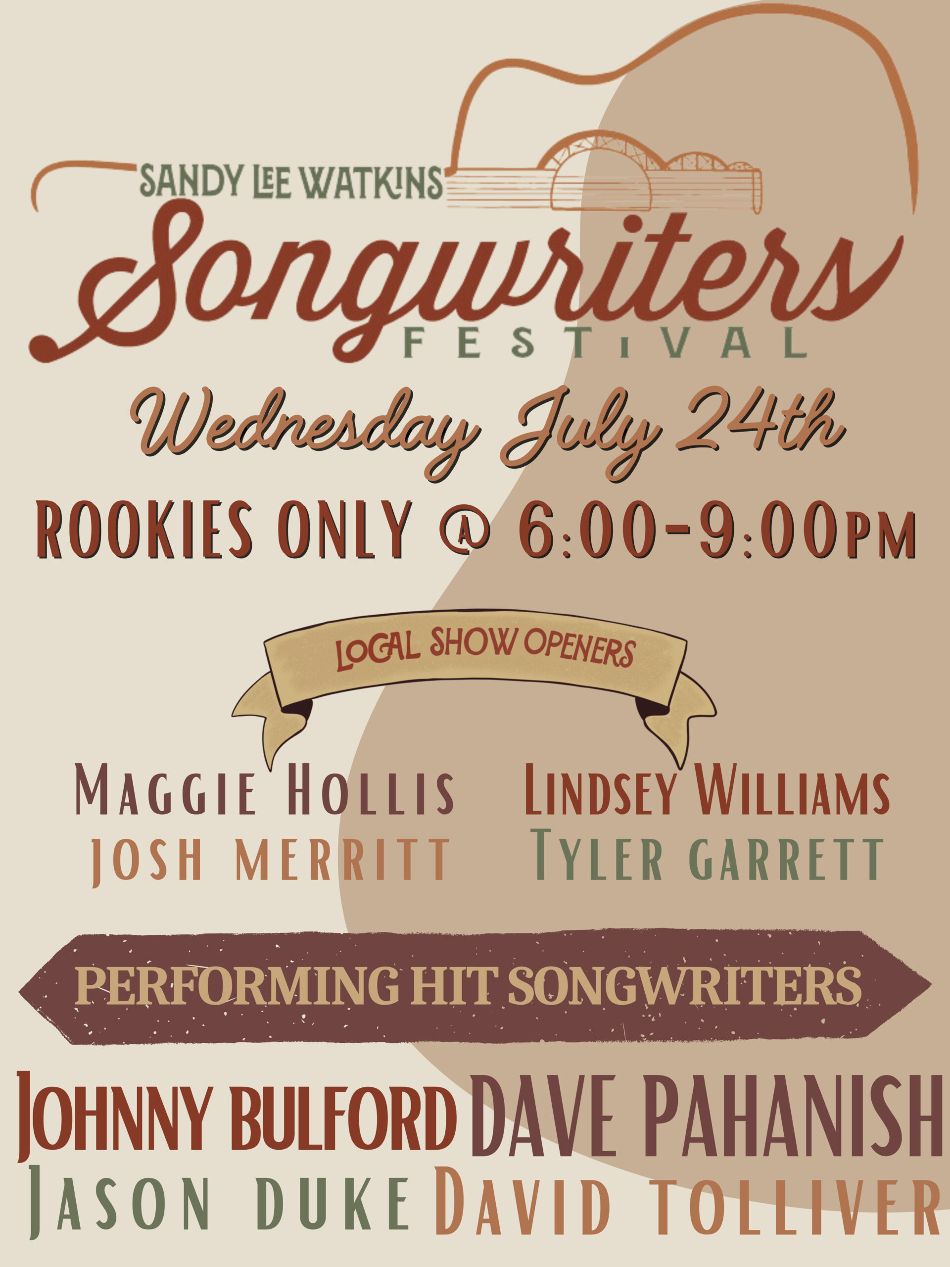 Buy 2024 Tickets Here! – Sandy Lee Watkins Songwriters Festival